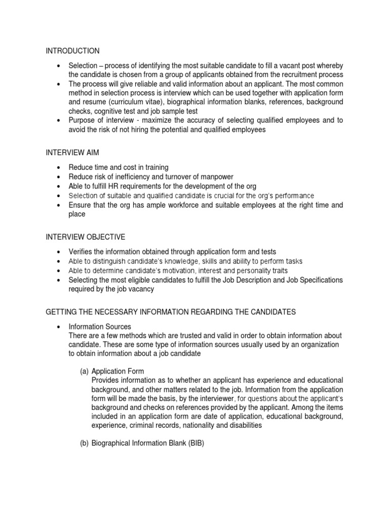 Extract From Manual | PDF | Job Interview | Test (Assessment)