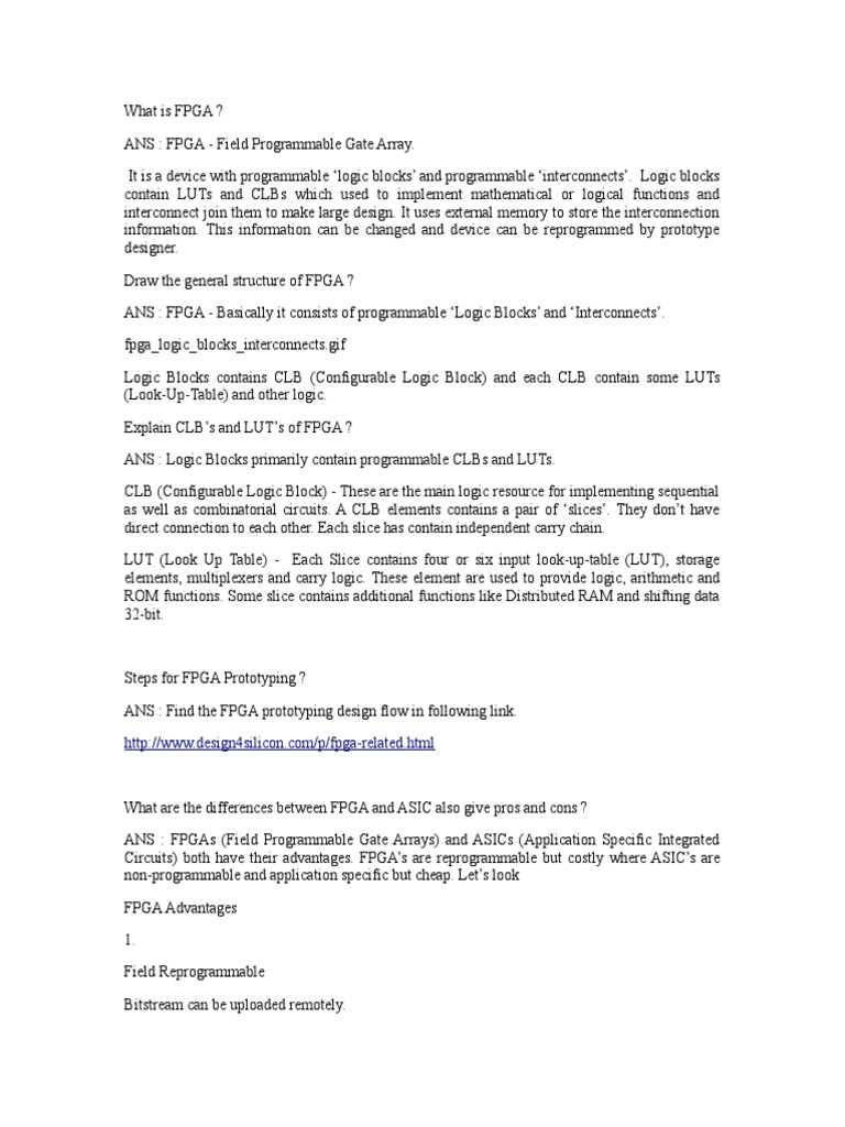 Fpga Questions | PDF | Field Programmable Gate Array | Logic Gate