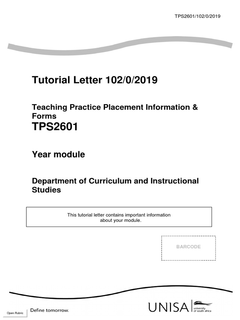 Tps 2601 Tut Letter 102 | PDF | Mentorship | Teachers