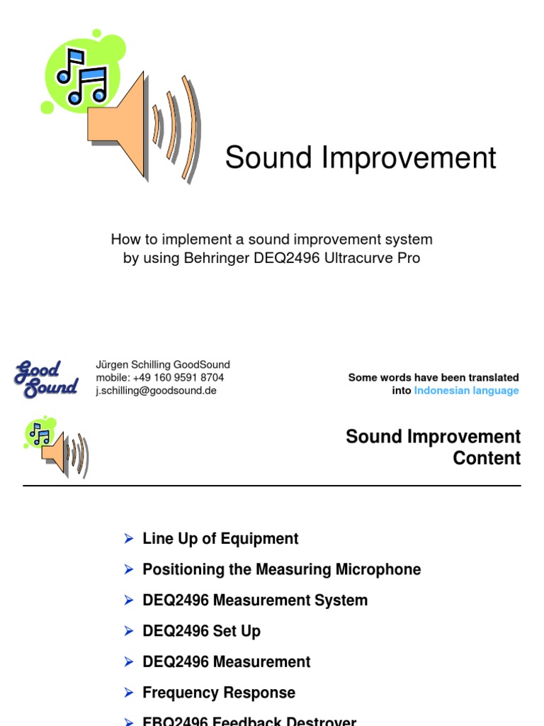 Sound Improvement: How To Implement A Sound Improvement System by Using Behringer DEQ2496 ...