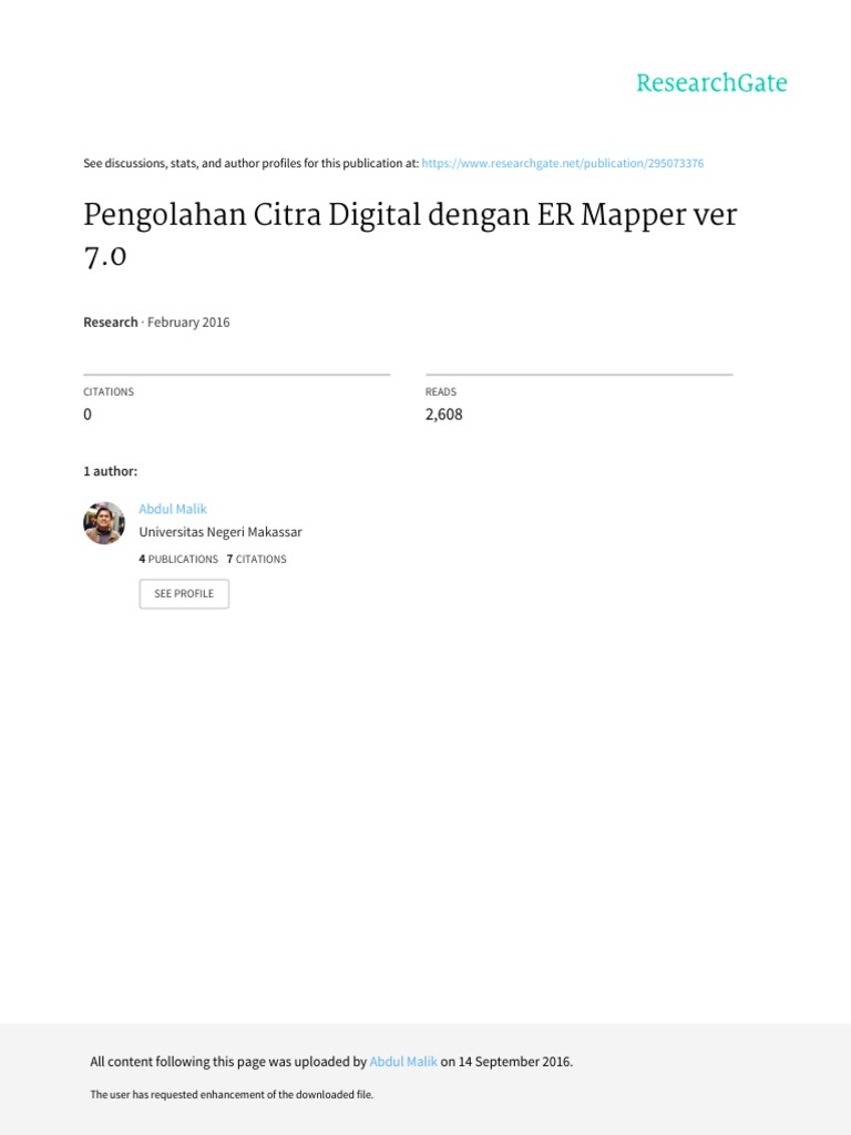 Pengolahan Citra Digital Dengan ER Mapper 7 - Malik A. - Geo UNM - 2008 ...
