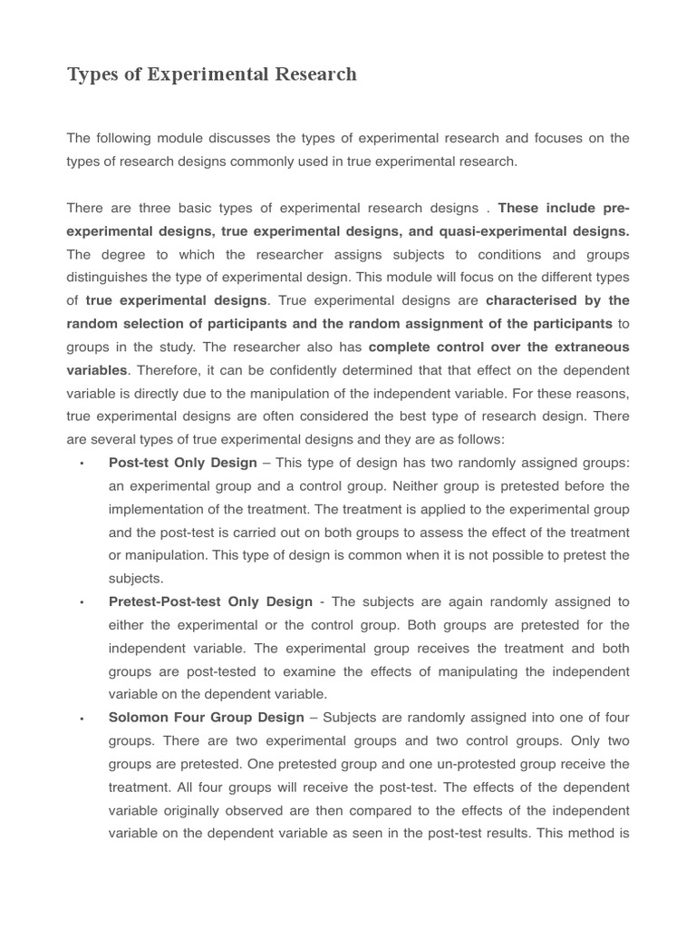 True Experimental Design | PDF | Design Of Experiments | Experiment
