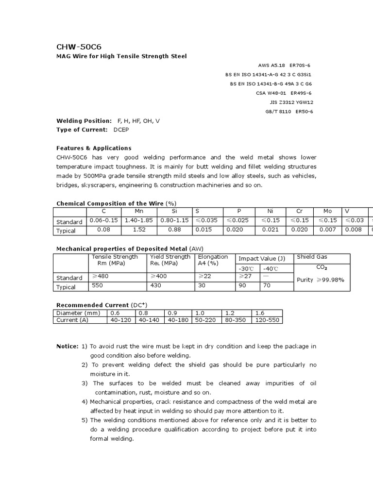 CHW 50C6 | PDF | Welding | Construction