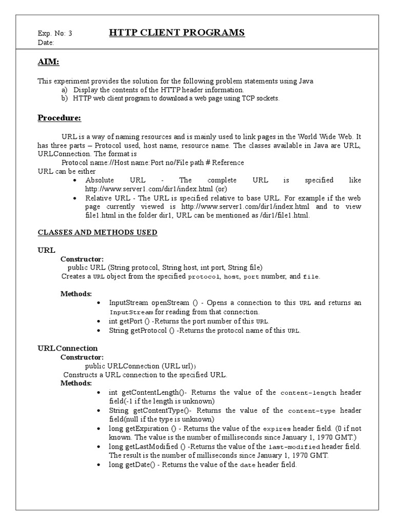 HTTP Web Client | PDF | Hypertext Transfer Protocol | Port (Computer ...