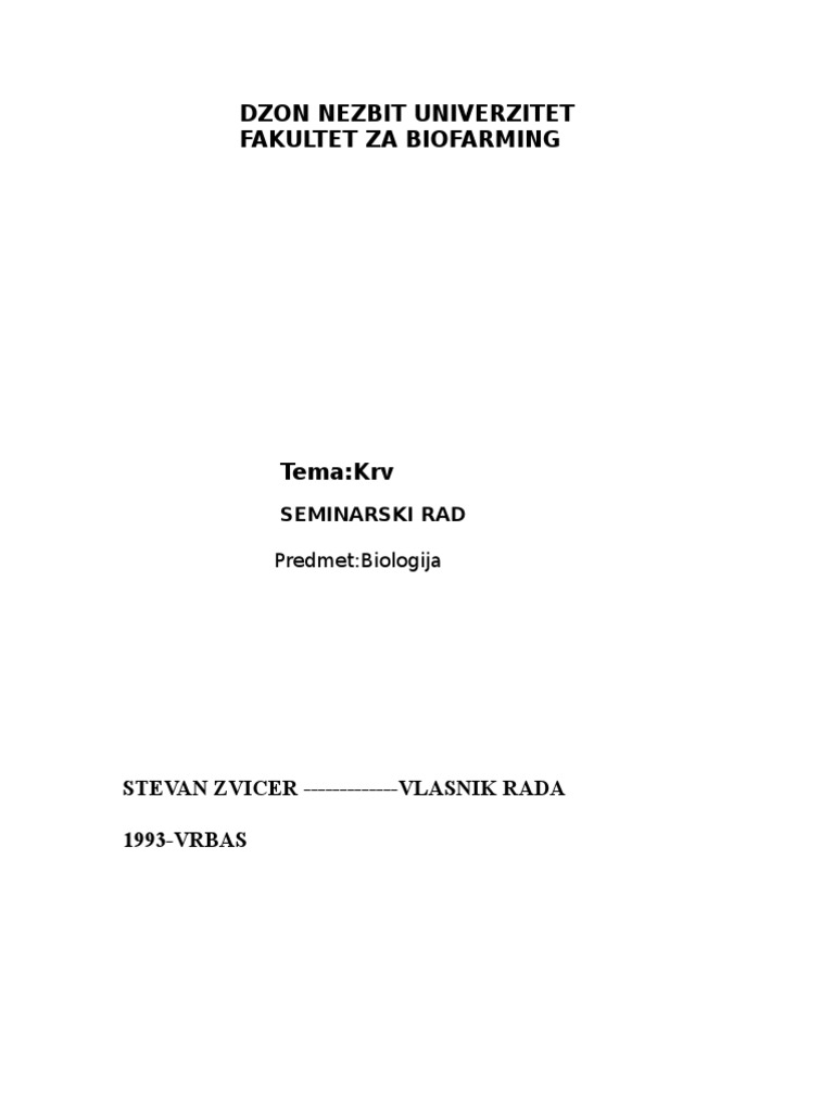 KRV Seminarski Rad | PDF