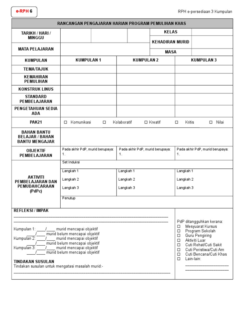E-RPH 6 Templet Kosong E-Persediaan - 3 Kump | PDF