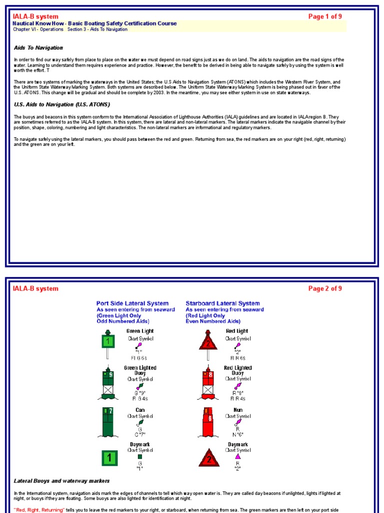 IALA-B System Page 1 of 9: Aids To Navigation | PDF | Water Transport ...