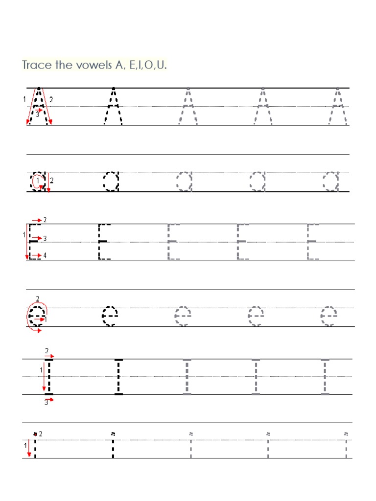 Trace The Vowels A | PDF