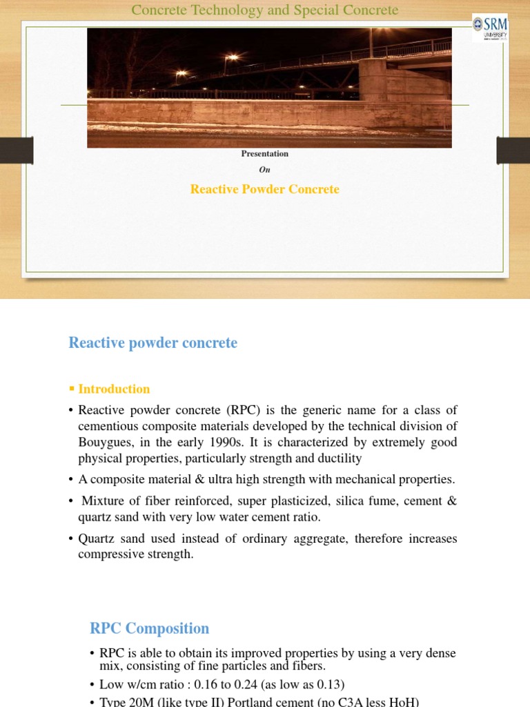 Reactive Powder Concrete: Presentation | PDF | Concrete | Cement