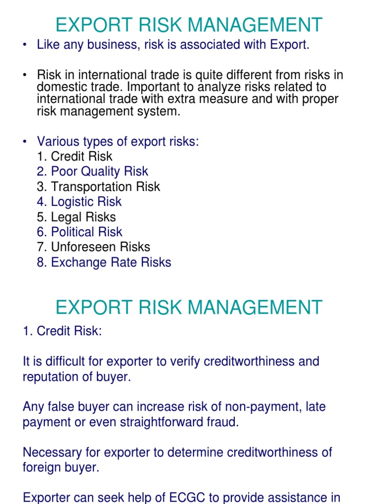 Export Risk | PDF | Risk Management | Exports