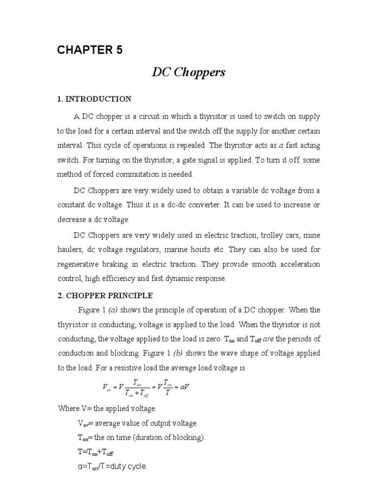 Analysis of DC Chopper Circuits with Resistive and RLE Loads | PDF ...