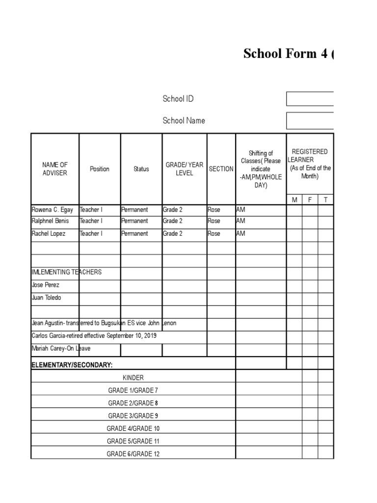 Revised SF4 and SF7 For Sy 2019 2020 | PDF | Postgraduate Education ...