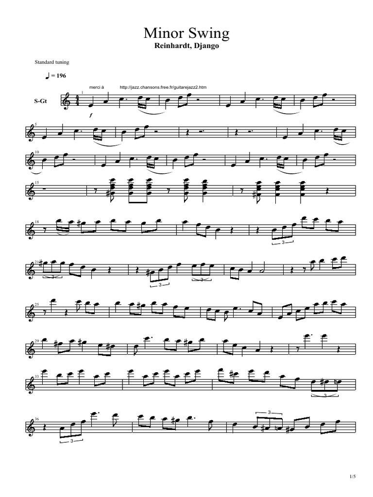 Minor Swing Guitar Tabs by Django Reinhardt | PDF