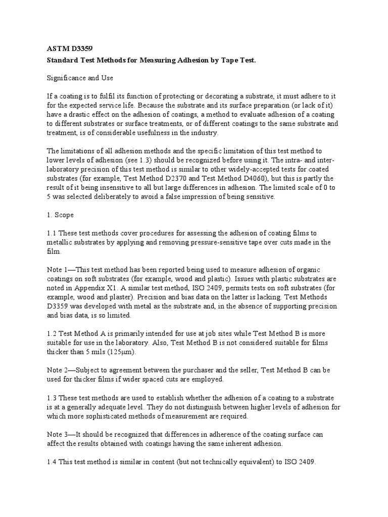 ASTM D3359 Standard Test Methods For Measuring Adhesion by Tape Test ...