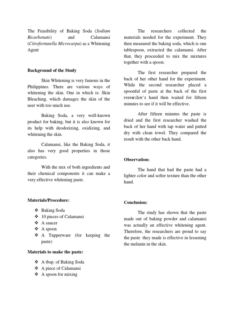 The Feasibility of Baking Soda | PDF | Sodium Bicarbonate | Materials