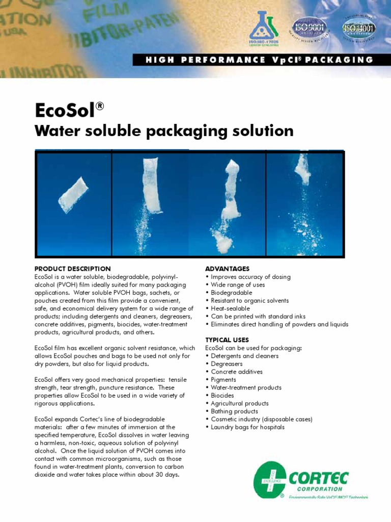 Ecosol: Water Soluble Packaging Solution | Download Free PDF | Solution ...
