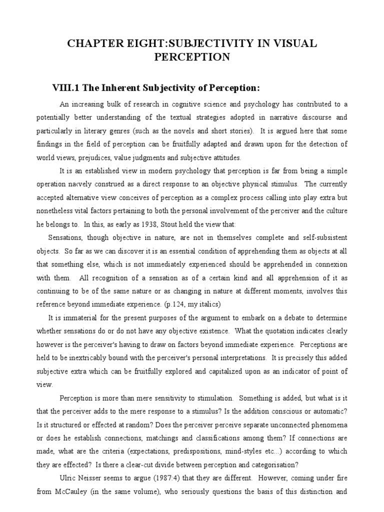 Chapter Eight:Subjectivity in Visual Perception | PDF | Visual ...