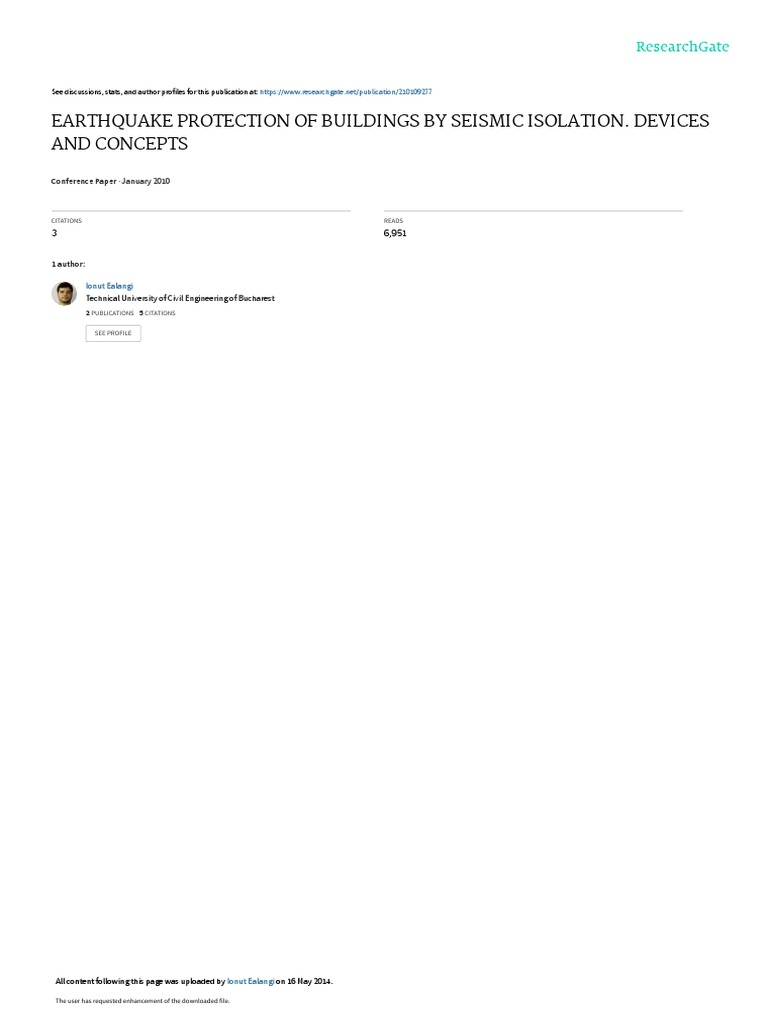 Earthquake Protection of Buildings by Seismic Isolation. Devices and ...