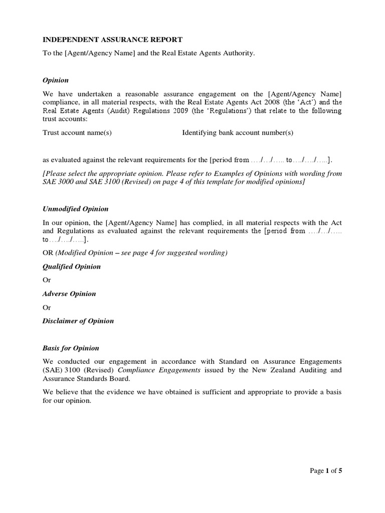 Independent Assurance Report on Compliance | PDF | Regulatory ...