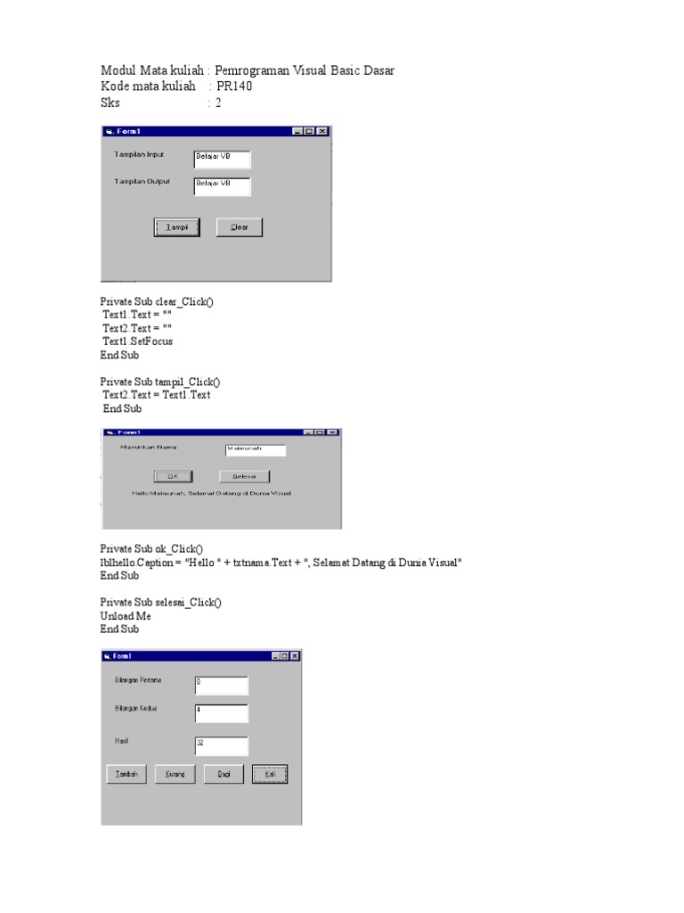 Modul Mata Kuliah 1 | PDF | Computer Programming