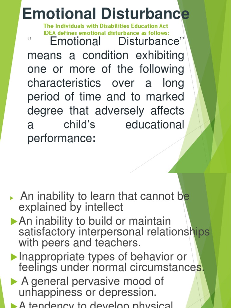 Emotional Disturbance: The Individuals With Disabilities Education Act ...