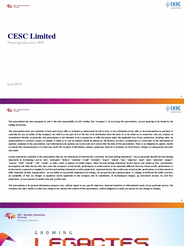 CESC Investor Presentation - June 2019 | Download Free PDF | Power Station | Electric Power