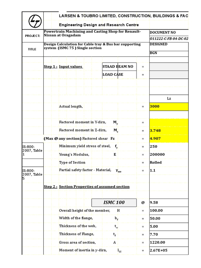 Beams Section (Design Sheet) - 11.03.13 | PDF | Beam (Structure) | Buckling