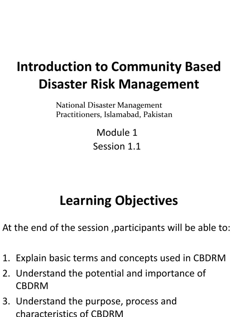 Introduction To Community Based Disaster Risk Management: Session 1.1 ...