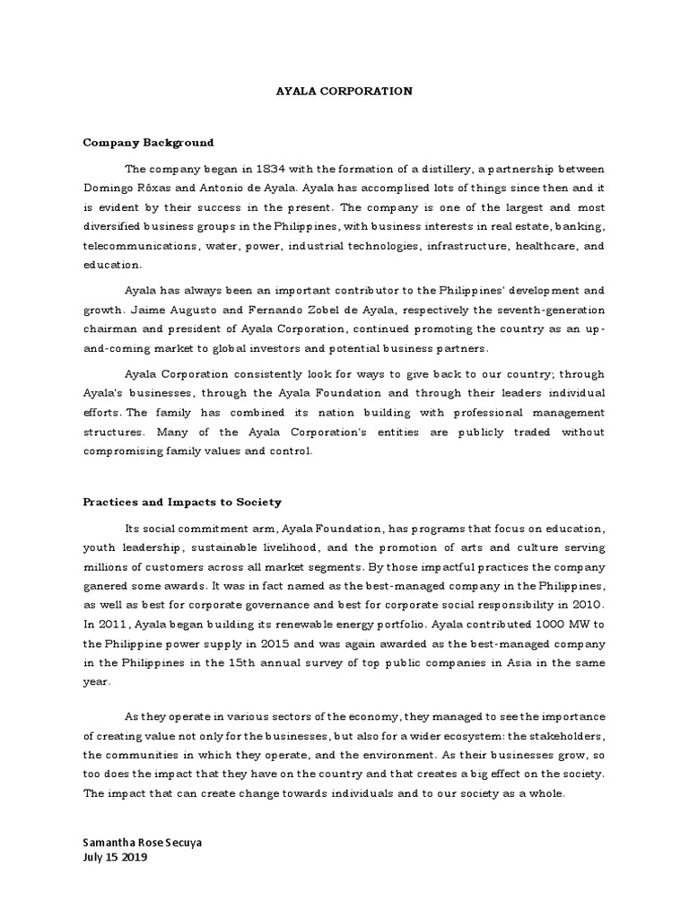 Ayala Corporation | PDF | Corporate Social Responsibility | Privacy