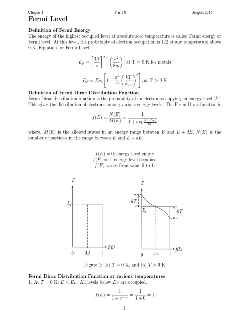 C1-Fermi Dirac Distribution | PDF | Energy Level | Temperature