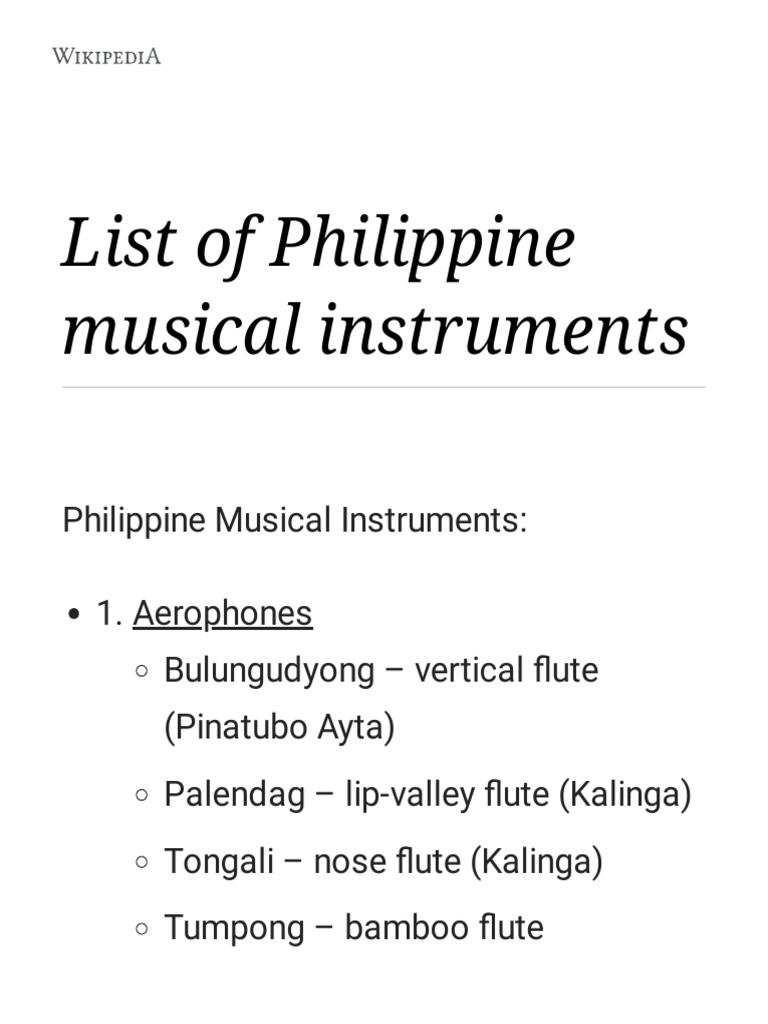 List of Philippine Musical Instruments | PDF | Gaiaphones | Music ...
