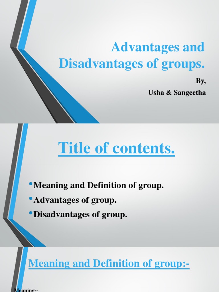 Advantages and Disadvantages of Groups | PDF