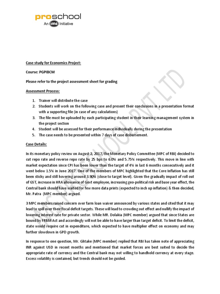 Economics Case Study | PDF | Monetary Policy | Reserve Bank Of India