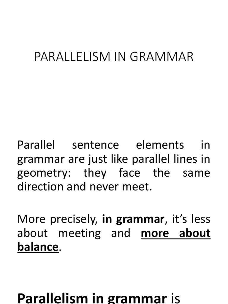 Lec Parallelism in Grammar SC | PDF | Verb | Grammar