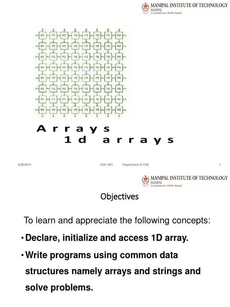 8282019 Cse 1001 Department Of Cse 1 Pdf Array Data Structure Theoretical Computer Science
