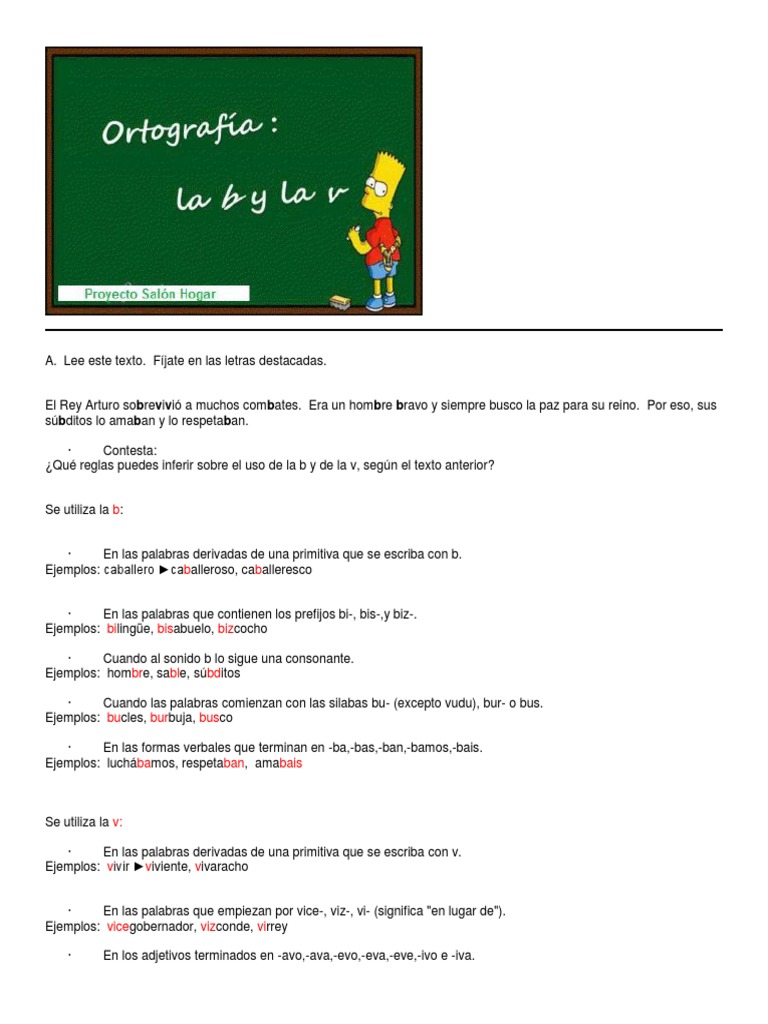 Reglas de Uso de B y V en Español | PDF | Verbo | Relaciones sintácticas