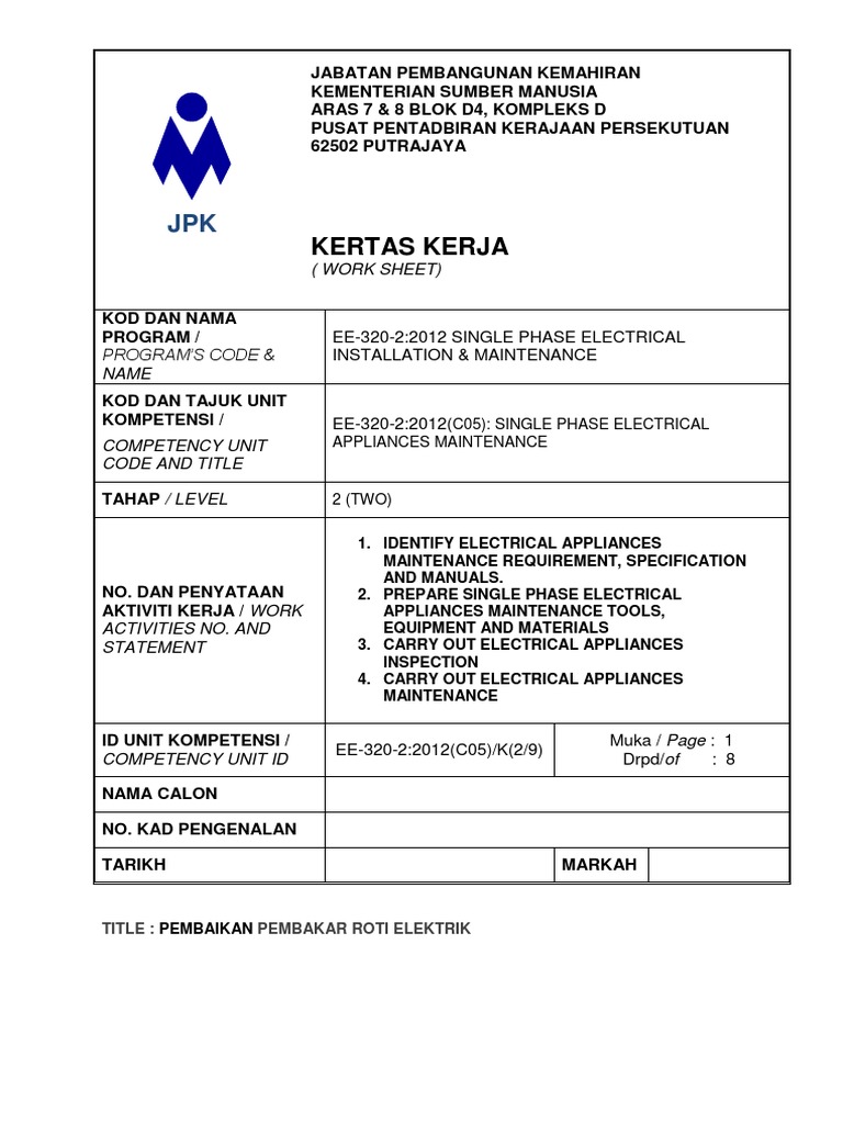 Penyenggaraan Dan Baikpulih Pembakar Roti | PDF