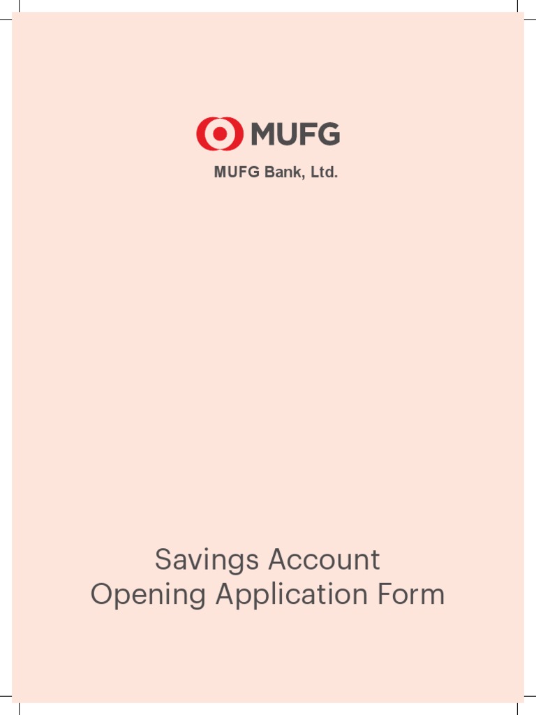 Savings Account Opening Application Form: MUFG Bank, LTD | Download ...