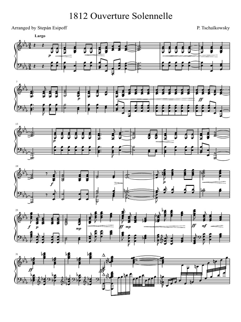 Tschaikowsky 1812 Overture Piano Solo | PDF