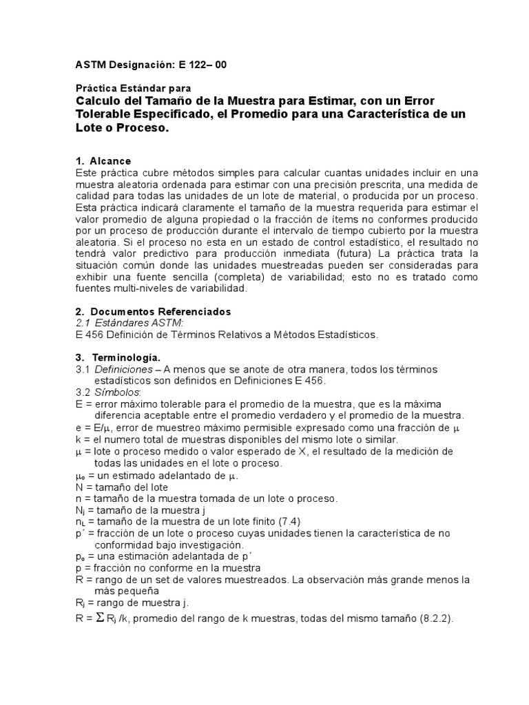 Astm E122 | PDF | Desviación Estándar | Muestreo (Estadísticas)