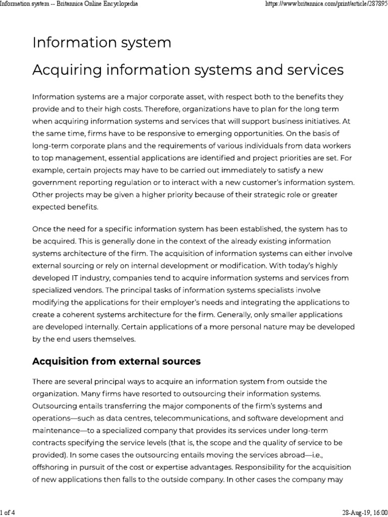 Acquiring Information Systems | PDF