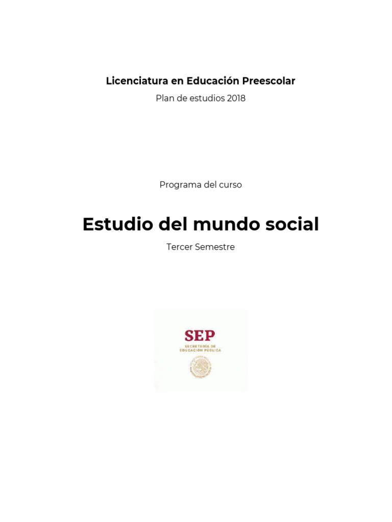 Estudio del Mundo Social en Preescolar | PDF | Educación de la primera ...