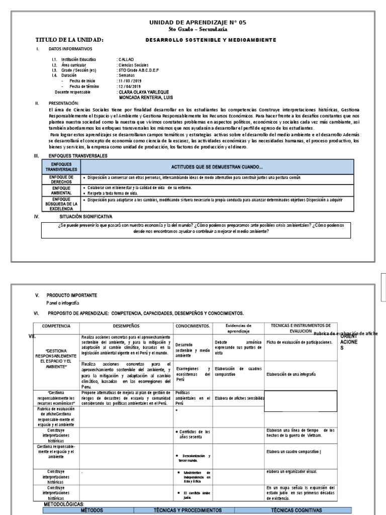 Unidad de Aprendizaje 5to CCSS | Descargar gratis PDF | Desarrollo ... Unidad de Aprendizaje 5to CCSS | Descargar gratis PDF | Desarrollo ...