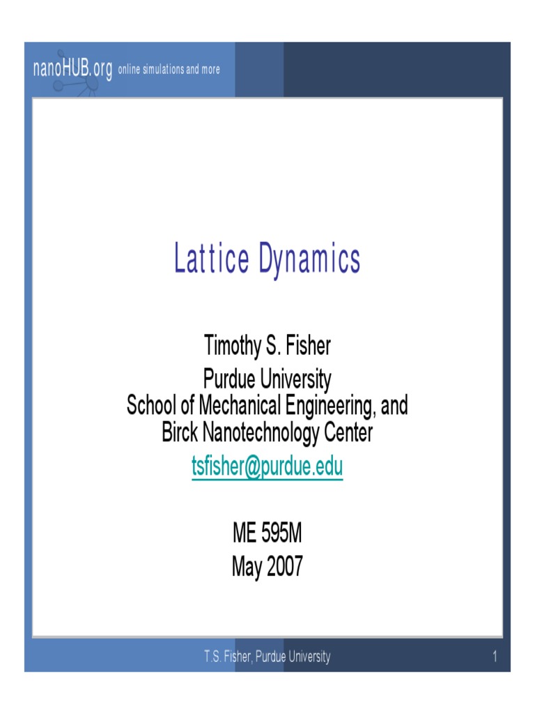 Lattice Dynamics PDF | PDF | Phonon | Crystal Structure