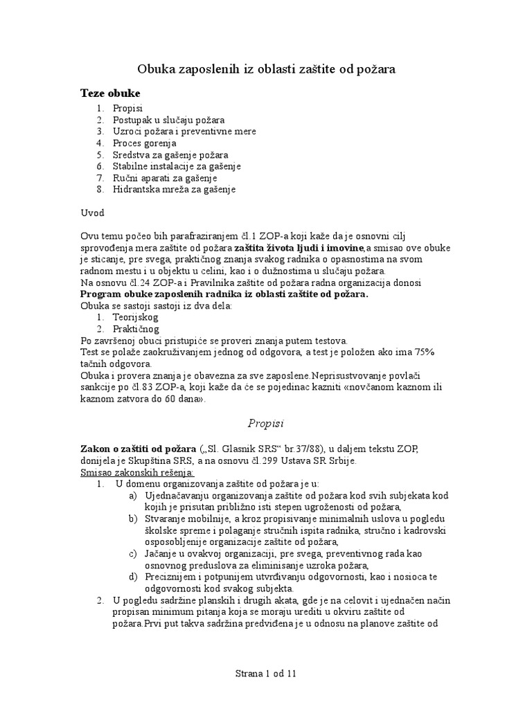 Obuka Zaposlenih Radnika Iz PPZ-A | PDF