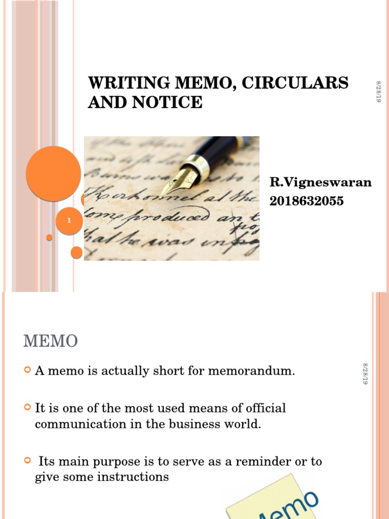 Writting Memo, Circulars and Notice | PDF | Memorandum | Communication