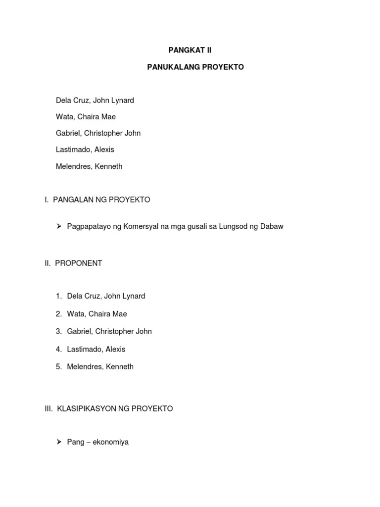 Panukalang Proyekto | PDF