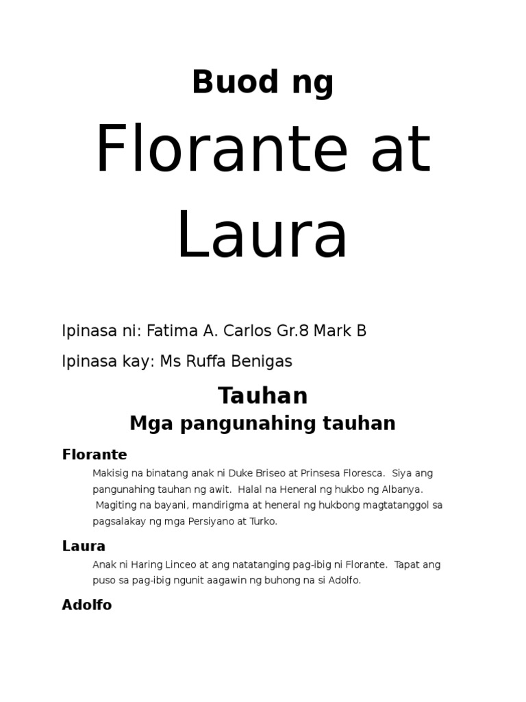 Buod NG Florante at Laura | PDF