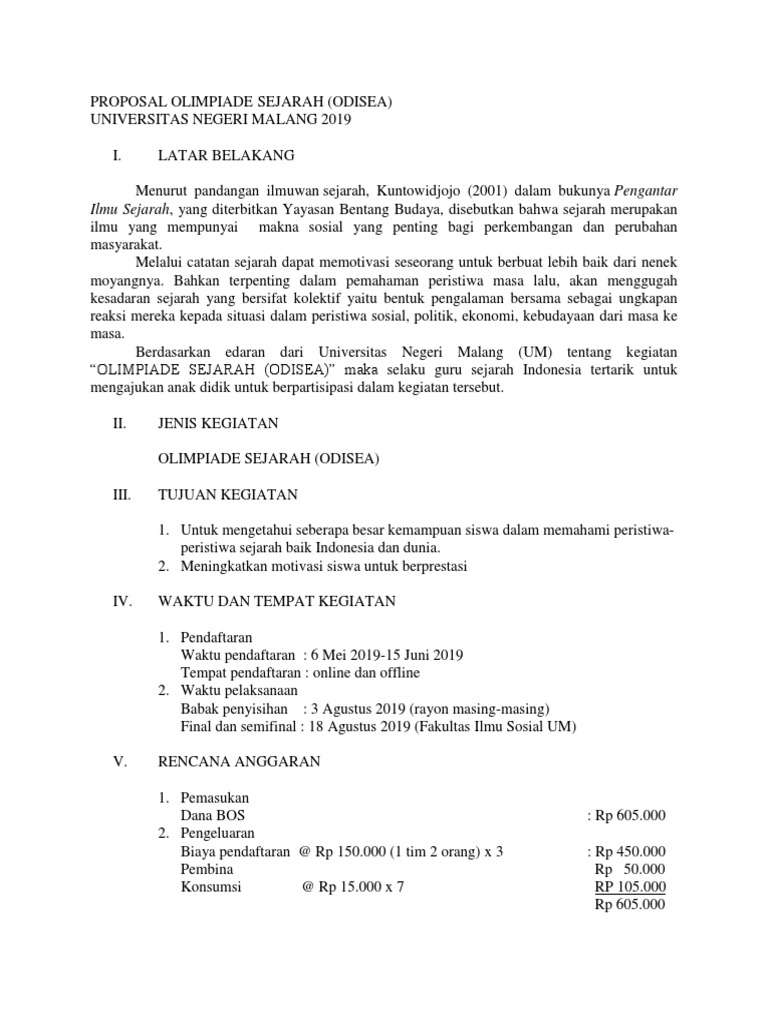 Proposal Olimpiade Sejarah | PDF