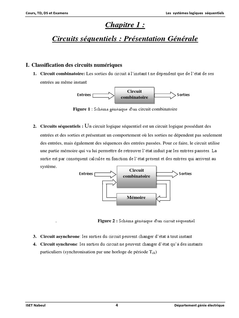 Chapitre 1 Circuits Sequentiels Presentation Generale | PDF | Électrotechnique | Ingénierie ...